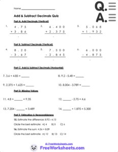 Decimal Review Worksheet - FreeWorksheets.Com