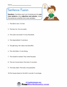 Sentence Combining Worksheet - FreeWorksheets.Com