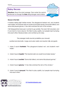Rainy Recess Worksheet - FreeWorksheets.Com