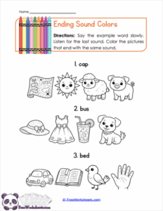 Ending Sound Colors Worksheet - FreeWorksheets.Com