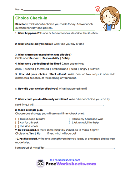 General Behavioral Expectations Worksheets - FreeWorksheets.Com