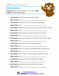 General Behavioral Expectations Worksheets - FreeWorksheets.Com