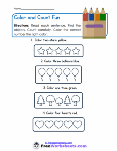 Color and Number Words Worksheets For Preschool - FreeWorksheets.Com