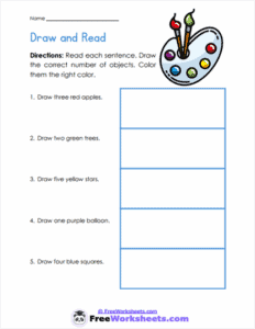 Color and Number Words Worksheets For Preschool - FreeWorksheets.Com
