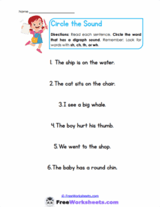 Consonant Digraphs Worksheets For Kindergarten - FreeWorksheets.Com