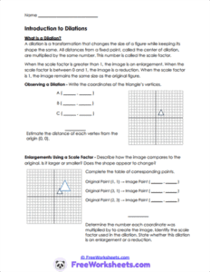 Dilations and Scale Factors Worksheets - FreeWorksheets.Com