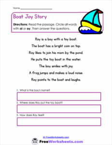 Diphthongs oi, oy, ou, ow Worksheets For Grade 1