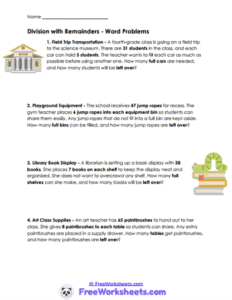 Division Word Problems Worksheets For Grade 4 - FreeWorksheets.Com
