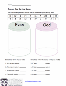 Even or Odd Sorting Boxes Worksheet - FreeWorksheets.Com