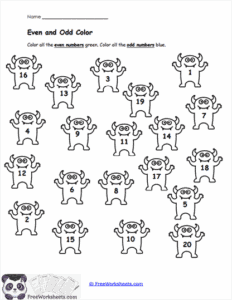 Even and Odd Color Worksheet - FreeWorksheets.Com