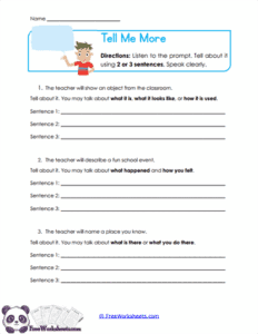 Grade 1 Listening & Speaking Worksheets | Comprehension & Expression