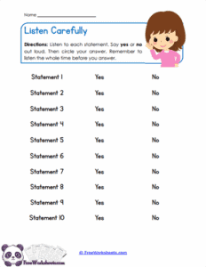Grade 1 Listening & Speaking Worksheets | Comprehension & Expression