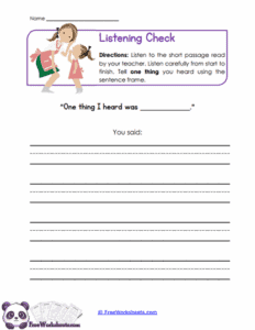 Listening & Speaking Worksheets For Grade 1 - FreeWorksheets.Com