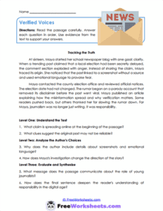 Grade 10 Reading Comprehension Worksheets | Analysis & Synthesis