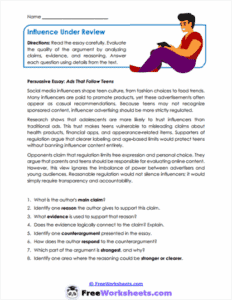 Grade 10 Reading Comprehension Worksheets | Analysis & Synthesis