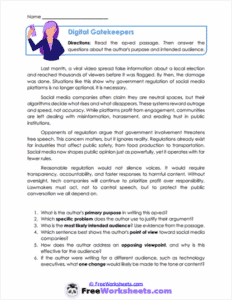 Grade 12 Reading Passages Worksheets - FreeWorksheets.Com