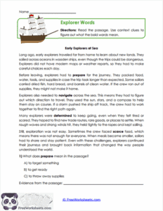 Explorer Words Worksheet - FreeWorksheets.Com