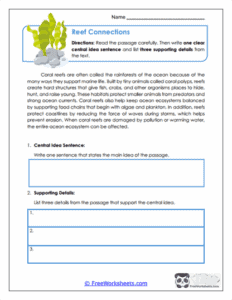 Reef Connections Worksheet - FreeWorksheets.Com