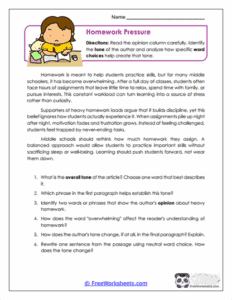 Grade 7 Reading Comprehension Worksheets | Analysis - FreeWorksheets.Com