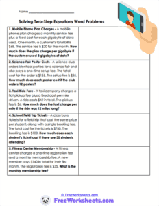 Grade 7 Word Problems Worksheets - FreeWorksheets.Com