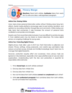 Grade 8 Reading Comprehension Worksheets - FreeWorksheets.Com