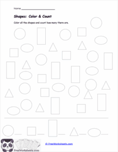 Shapes: Color & Count Worksheet - FreeWorksheets.Com