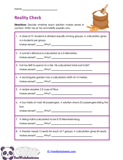 Reasonable Results Worksheet - FreeWorksheets.com