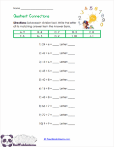 Answer Bank Match Worksheet - FreeWorksheets.com