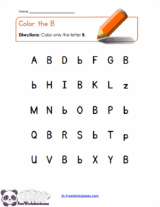 Color the B Worksheet - FreeWorksheets.Com