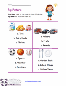 Main Idea Worksheets For Kindergarten - FreeWorksheets.Com