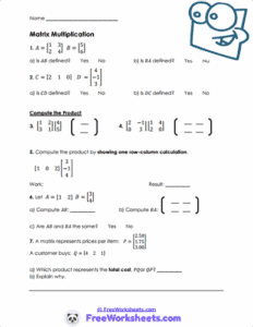 Matrix Inverses Worksheet - FreeWorksheets.Com