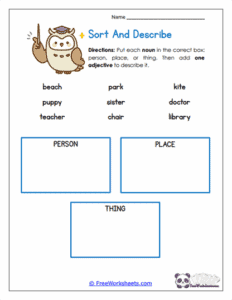 Nouns and Adjectives Worksheets For Grade 1 - FreeWorksheets.Com