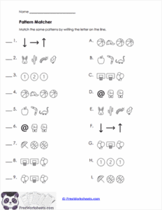 Pattern Match Worksheet - FreeWorksheets.Com