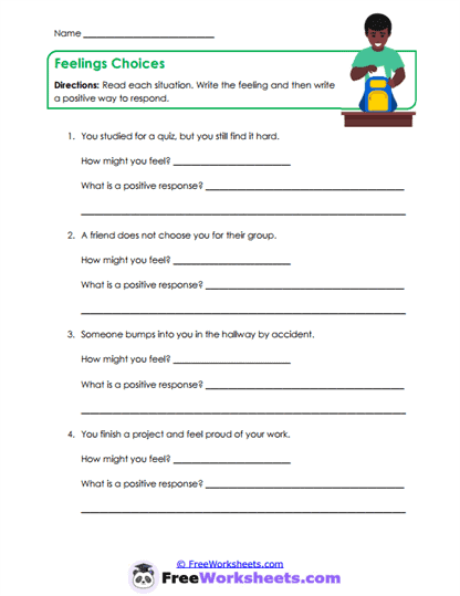 Feelings Choices Worksheet - FreeWorksheets.Com