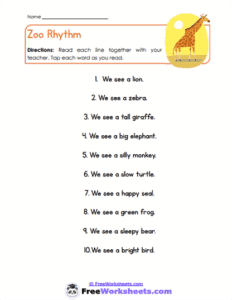 Zoo Rhythm Worksheet - FreeWorksheets.Com
