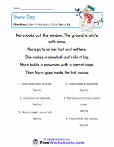Snow Day Worksheet - FreeWorksheets.Com