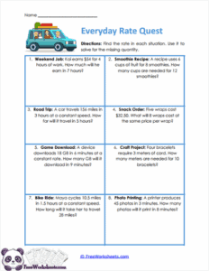 Everyday Rates Worksheet - FreeWorksheets.com