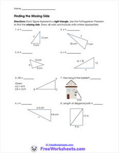 Pythagorean Theorem Worksheets - FreeWorksheets.Com