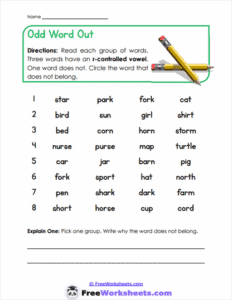 Odd Word Out Worksheet - FreeWorksheets.Com