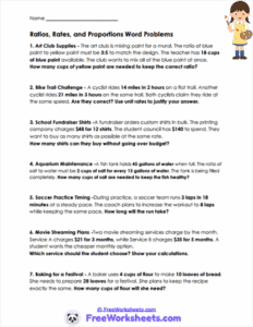 Ratios, Rates, and Proportions Worksheets - FreeWorksheets.Com