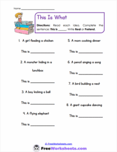 Real Life or Story? Worksheet - FreeWorksheets.Com