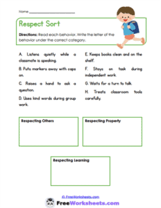 Respect Sort Worksheet - FreeWorksheets.Com