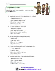 Respectful Classroom Behavior Worksheets - FreeWorksheets.Com