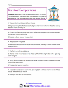Carnival Comparisons Worksheet - FreeWorksheets.Com