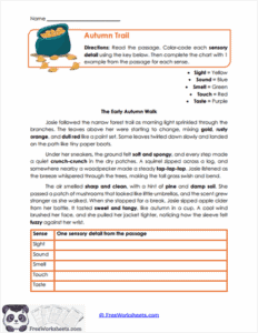 Sensory Details Worksheets | 5th Grade Imagery & Description