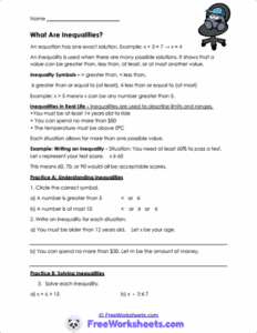 Solving Inequalities Worksheets - FreeWorksheets.Com