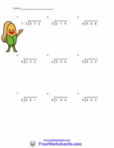 Solving Long Division Problems Worksheets - FreeWorksheets.Com