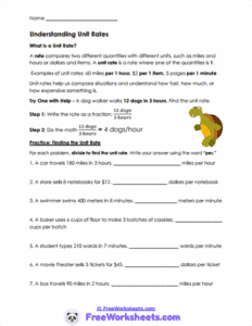Solving Unit Rate Problems Worksheets - FreeWorksheets.Com