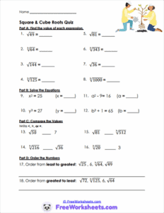 Square and Cube Root Worksheets - FreeWorksheets.Com