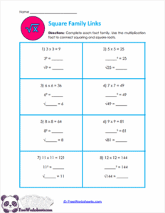 Square Families Worksheet - FreeWorksheets.com